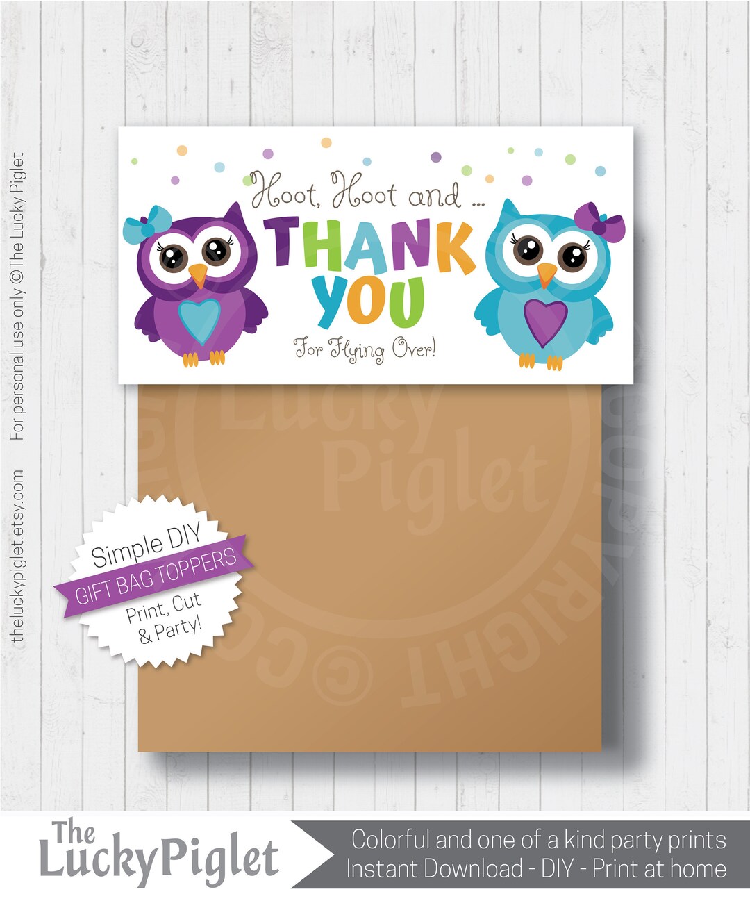 Owl Treat Bags Toppers, Printable Owl Treat Bags Toppers, Owl Favor ...