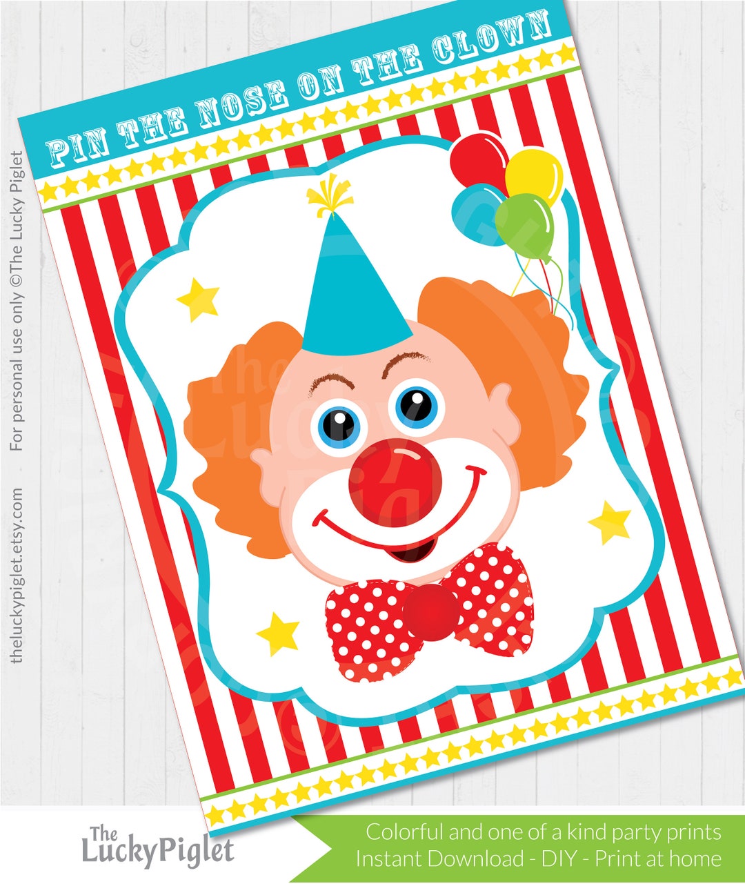 CIRCUS PARTY GAMES, Pin the Nose on the Clown, Circus Party Games ...
