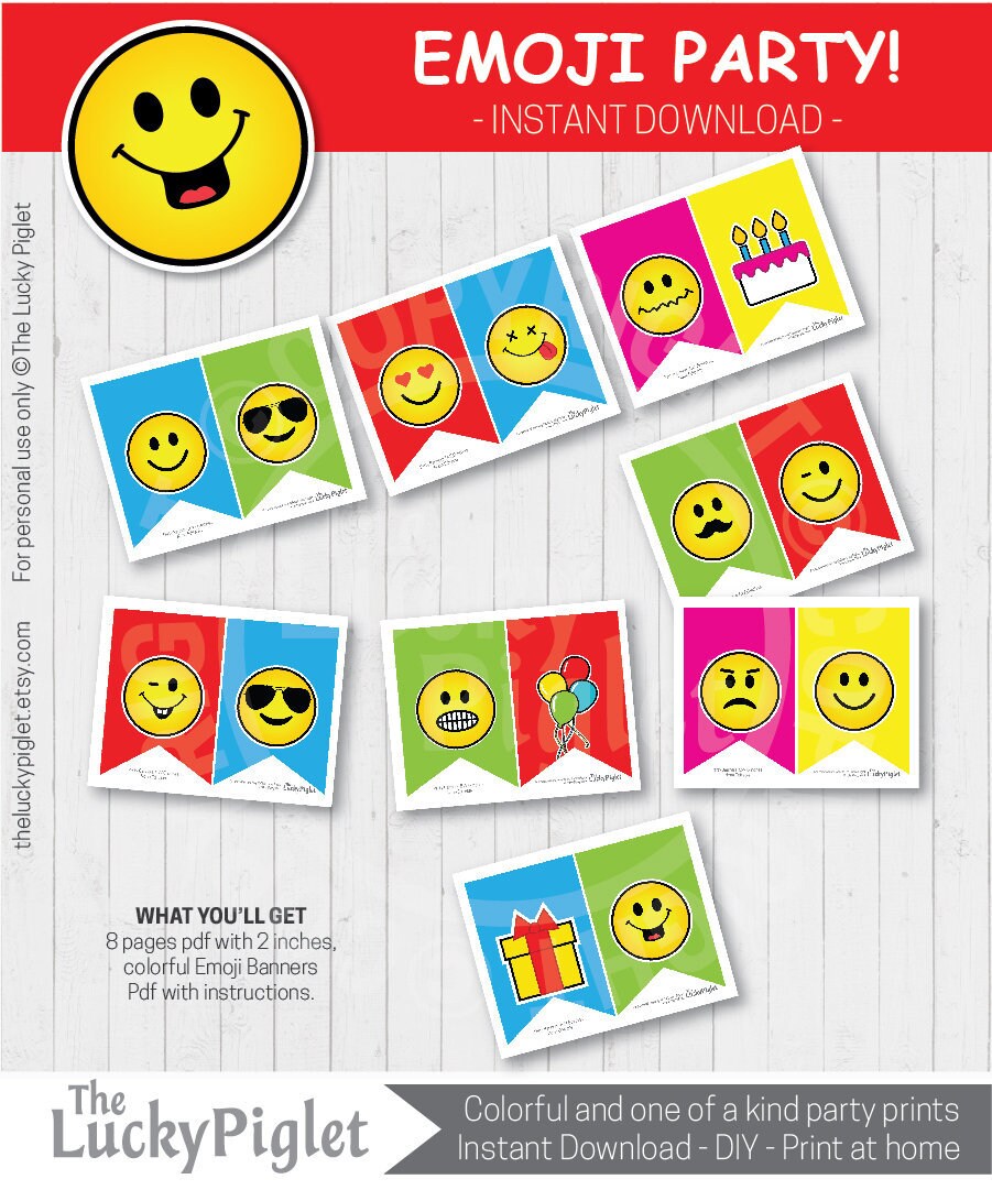 Printable Emoji Banners Emoji Party Decorations Instant - Etsy