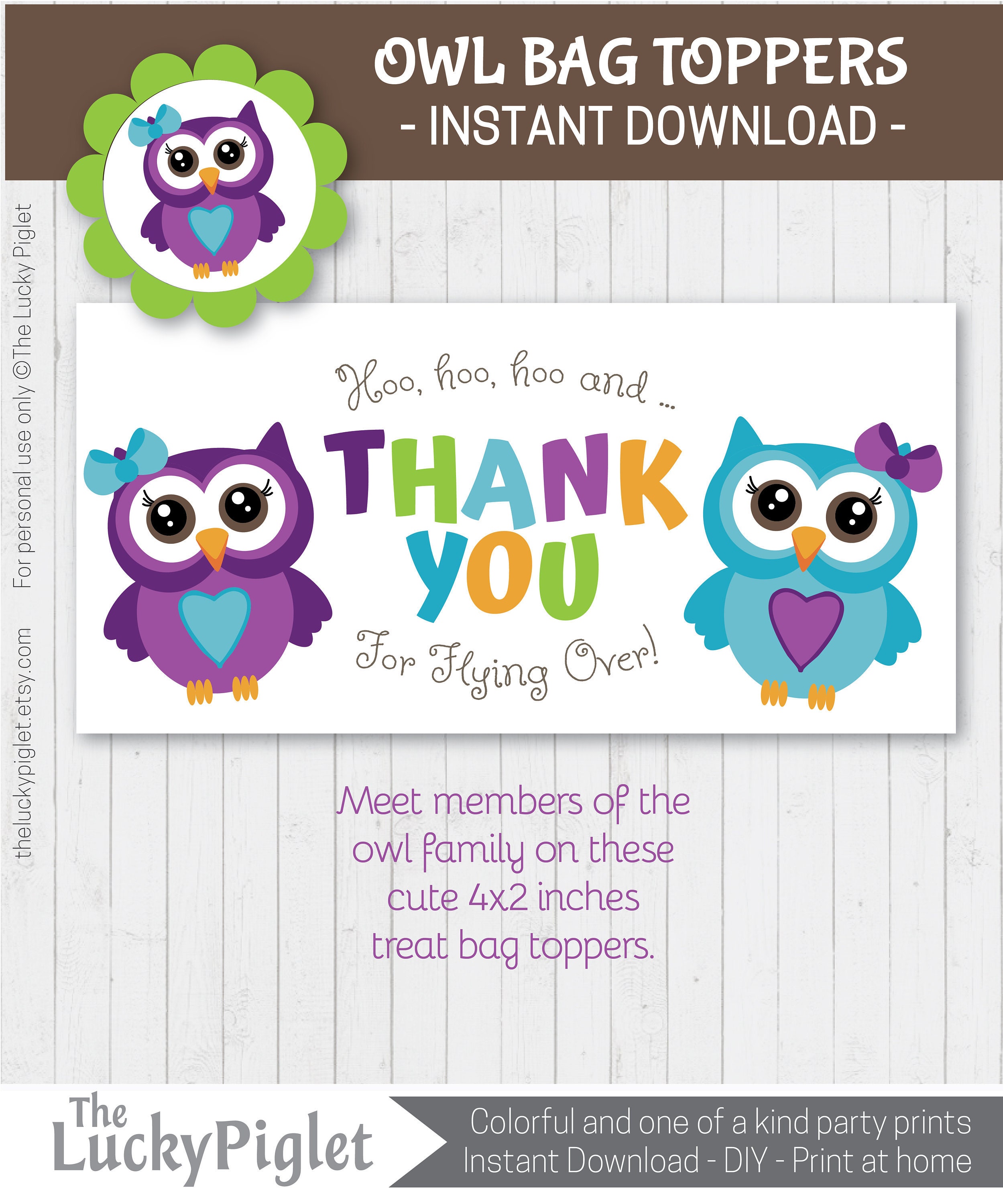 Owl Treat Bags Toppers, Printable Owl Treat Bags Toppers, Owl Favor ...