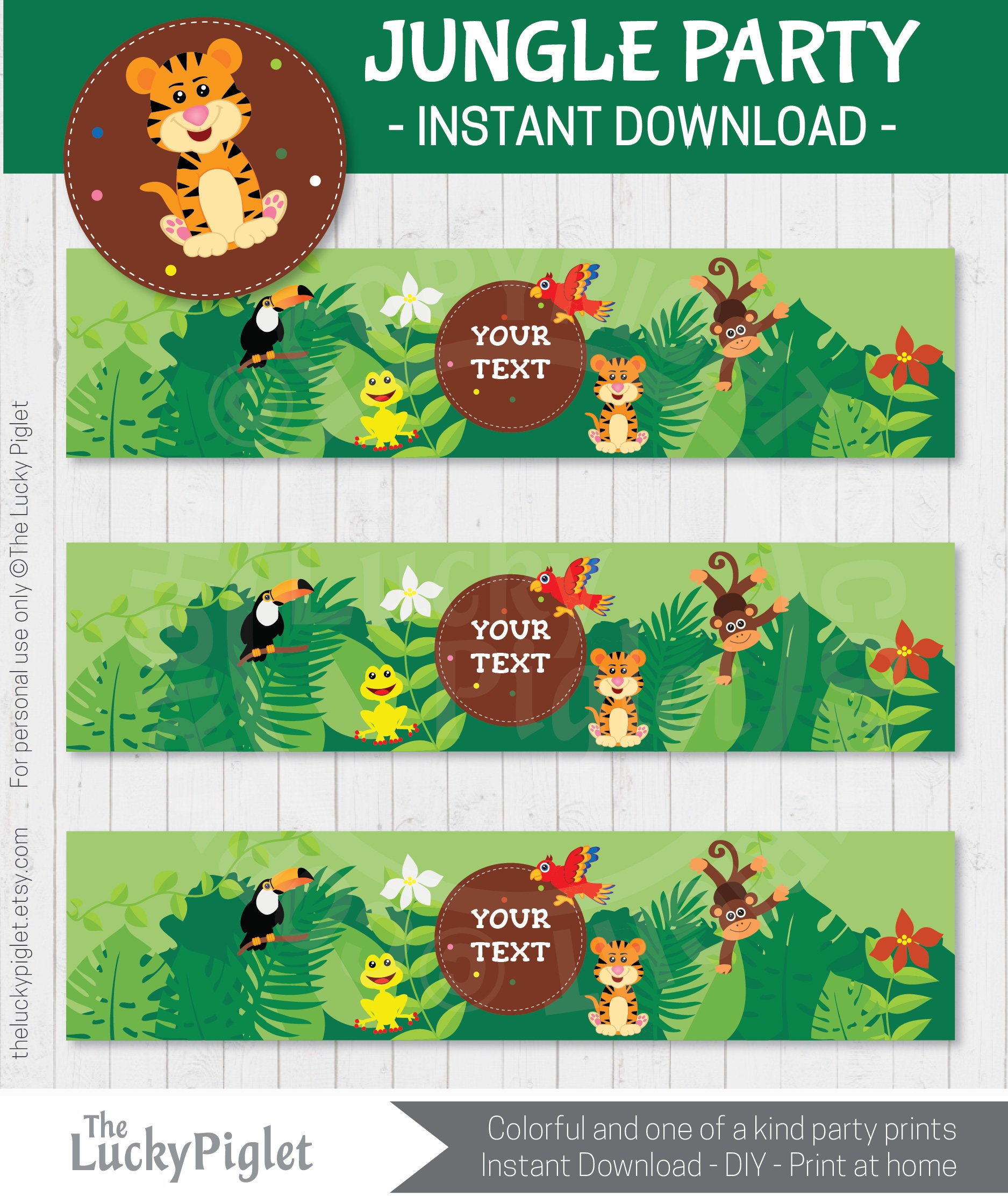 JUNGLE BIRTHDAY Invitation and Jungle Party Decoration. Printable ...