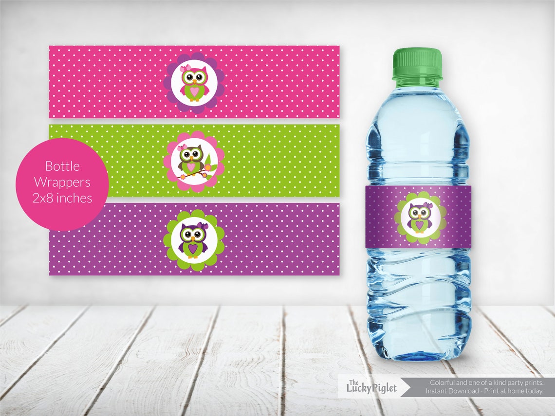 OWL PARTY Water Bottle Labels Owl Party Decorations Owl - Etsy