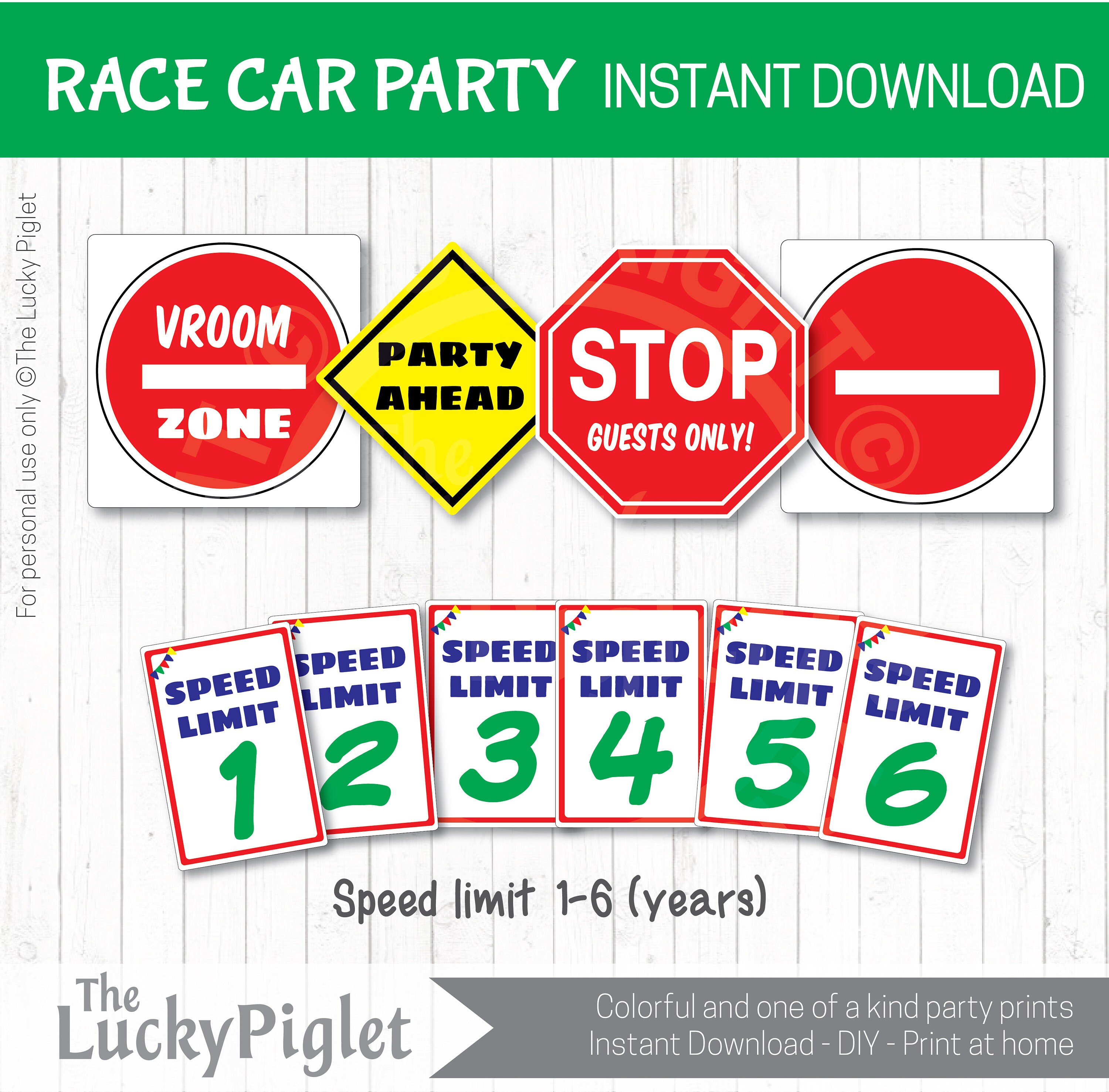 RACE CAR Party SIGNS, Race Car Printable Sign Package, Race Car Party ...