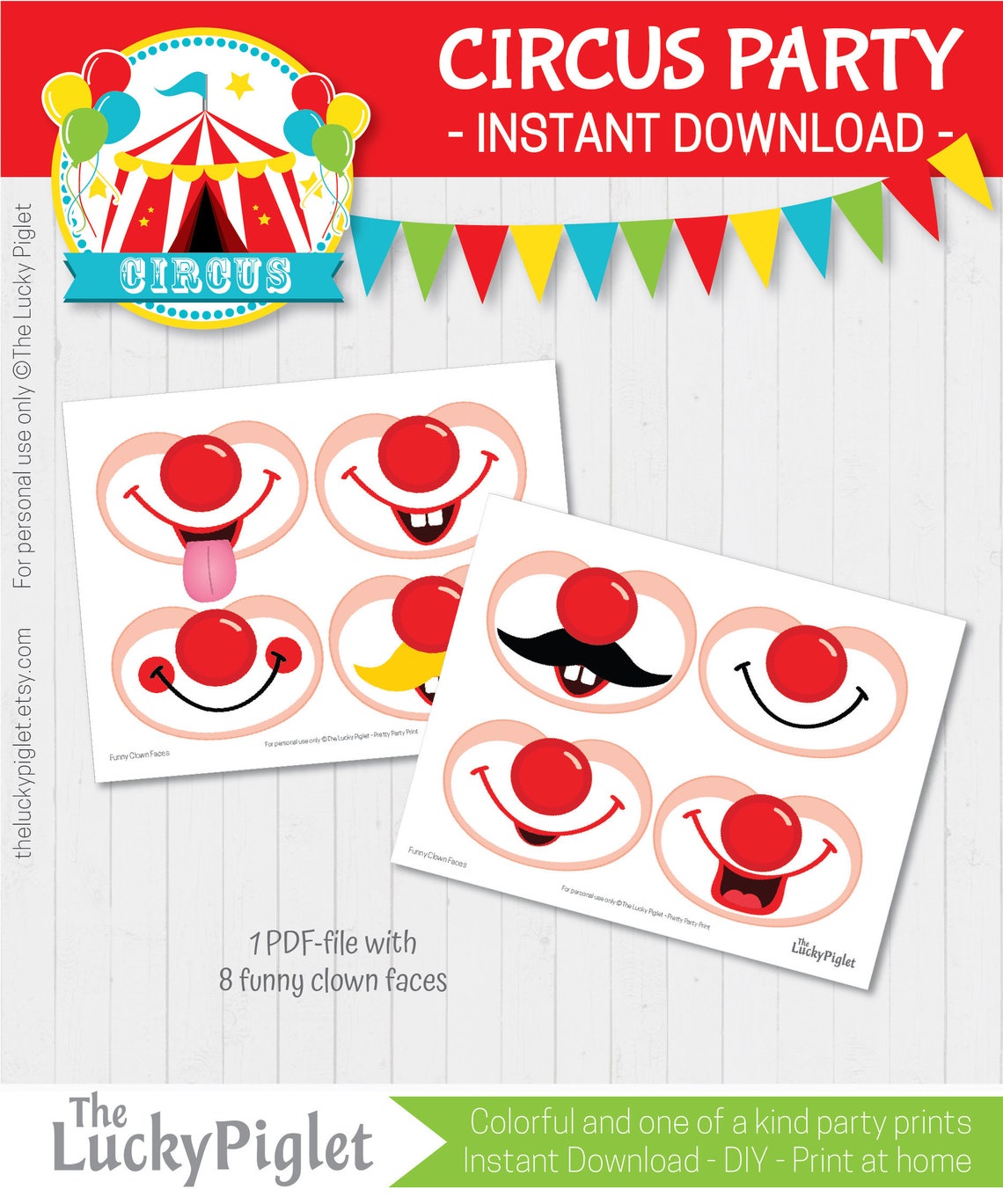 CIRCUS PARTY Photo Booth Props Circus Party Photo Booth Props, Funny ...