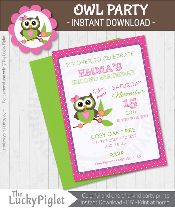 Owl Birthday Party Invitation Templates
