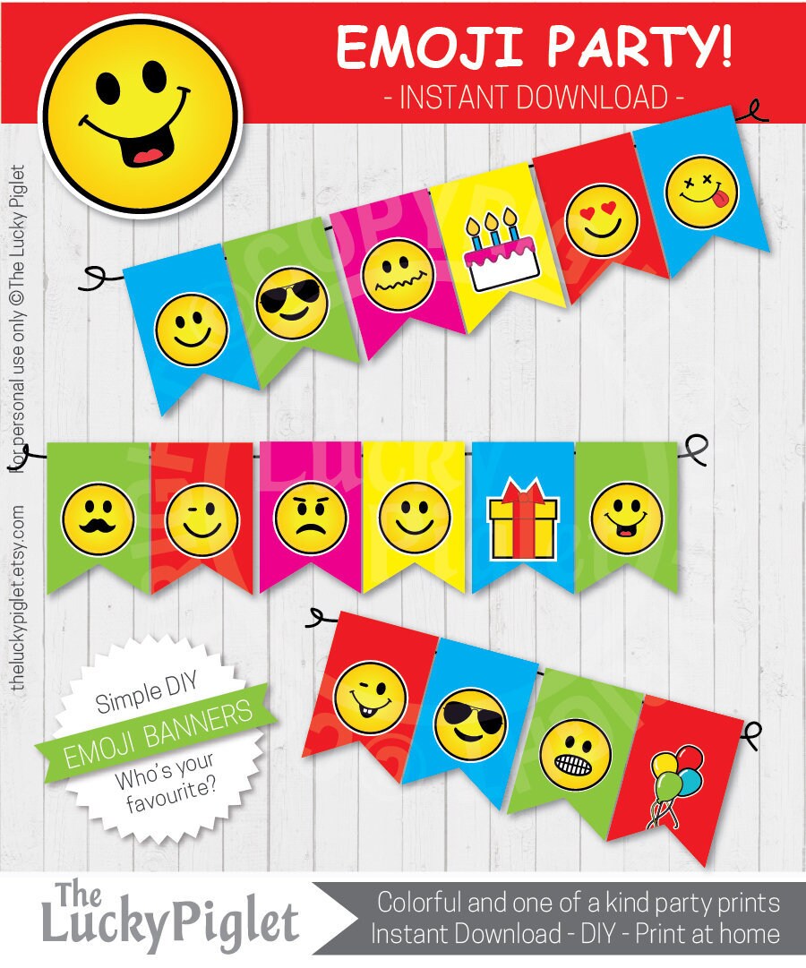 Printable Emoji Banners Emoji Party Decorations Instant - Etsy