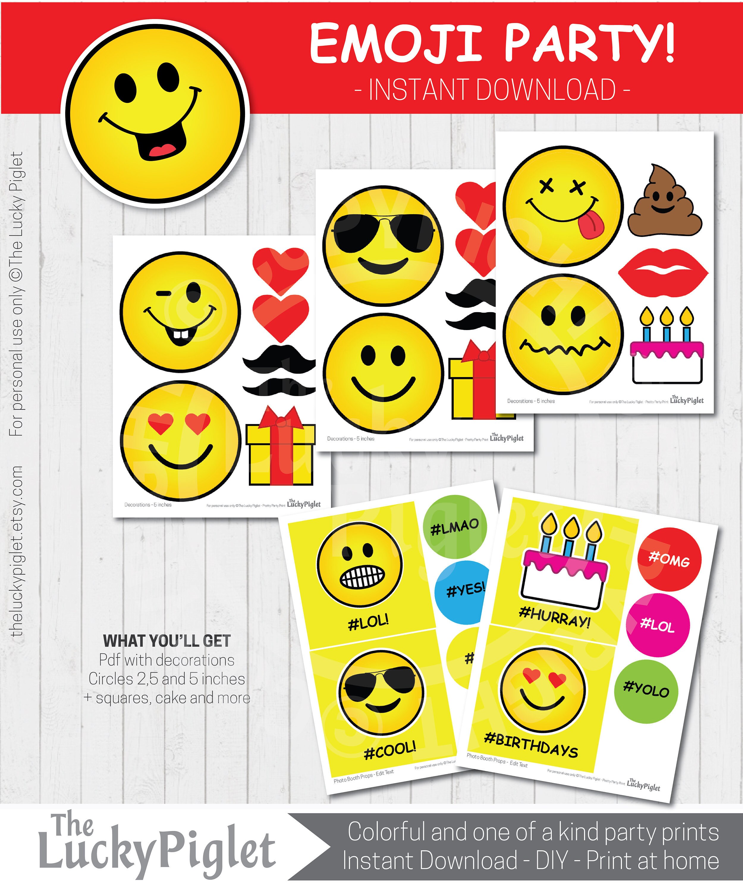 EMOJI PARTY DECORATIONS, Emoji Centerpieces, Emoticon, Smiley, Photo ...