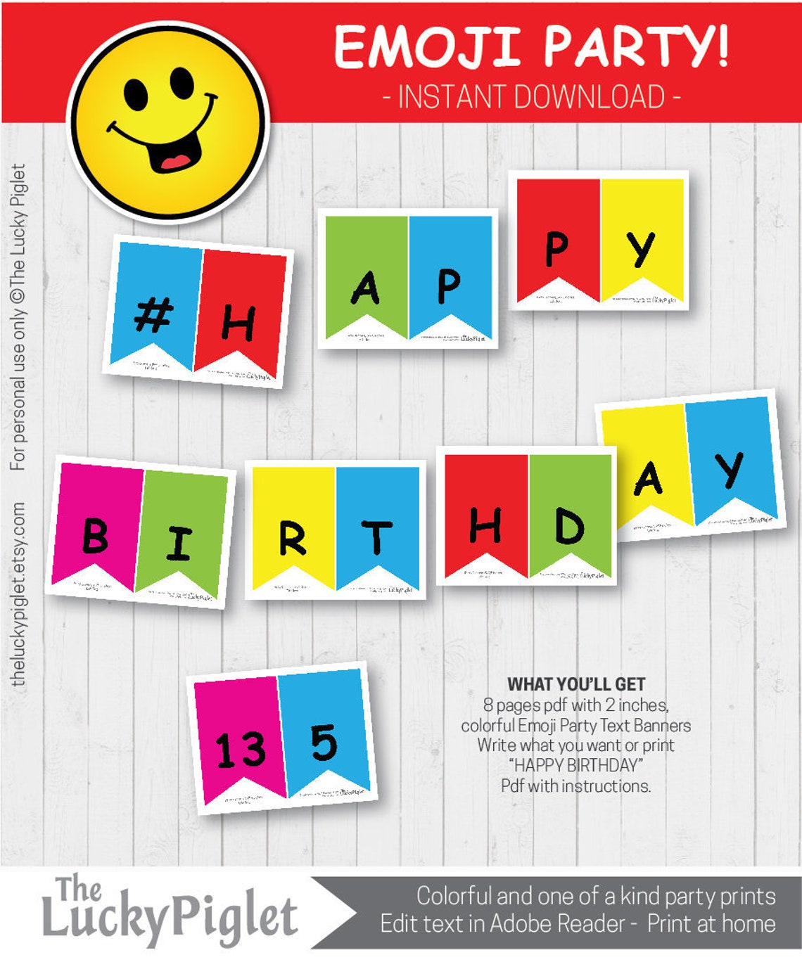 Printable Emoji Banners Emoji Party Decorations Instant | Etsy