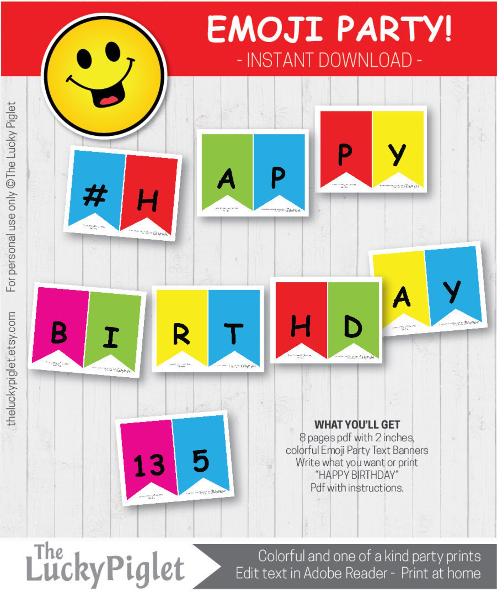 Printable Emoji Banners Emoji Party Decorations Instant | Etsy