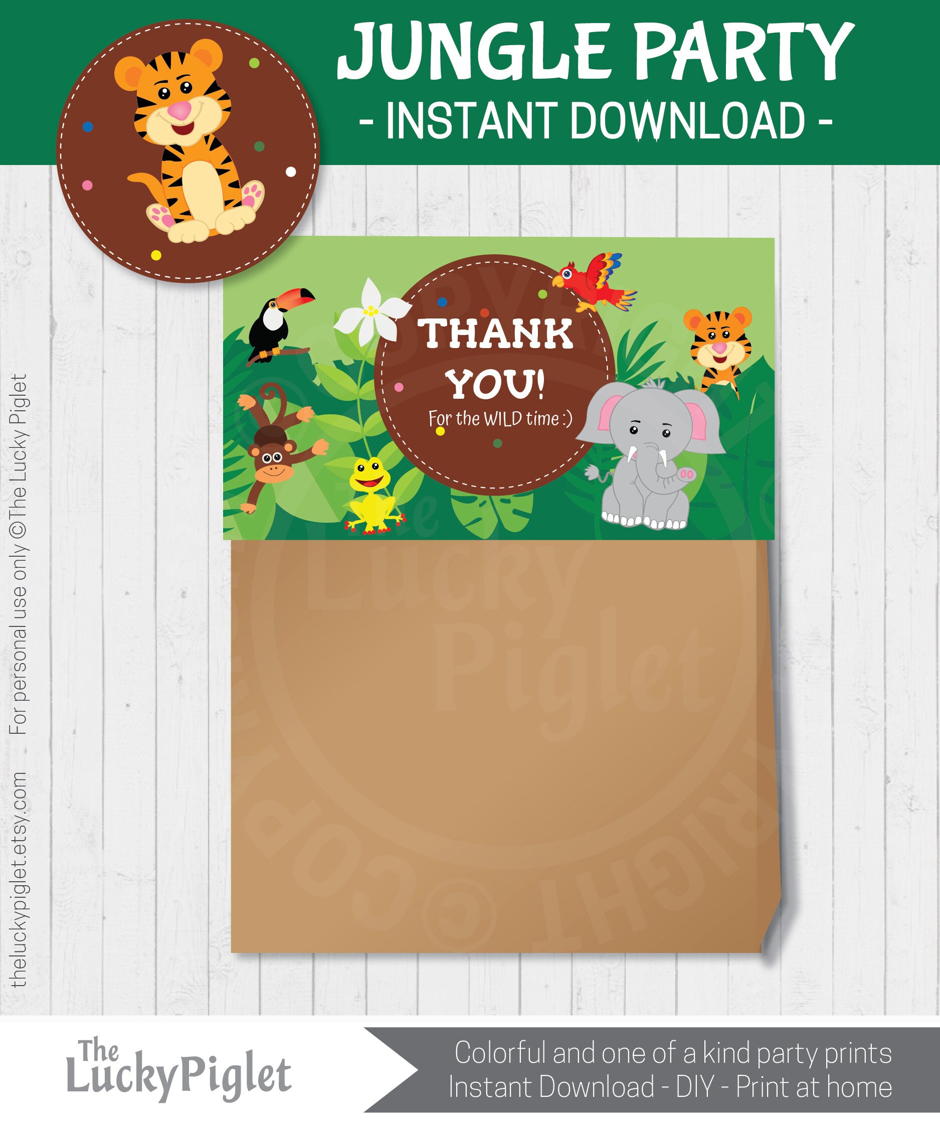 JUNGLE BIRTHDAY Invitation and Jungle Party Decoration. Printable ...