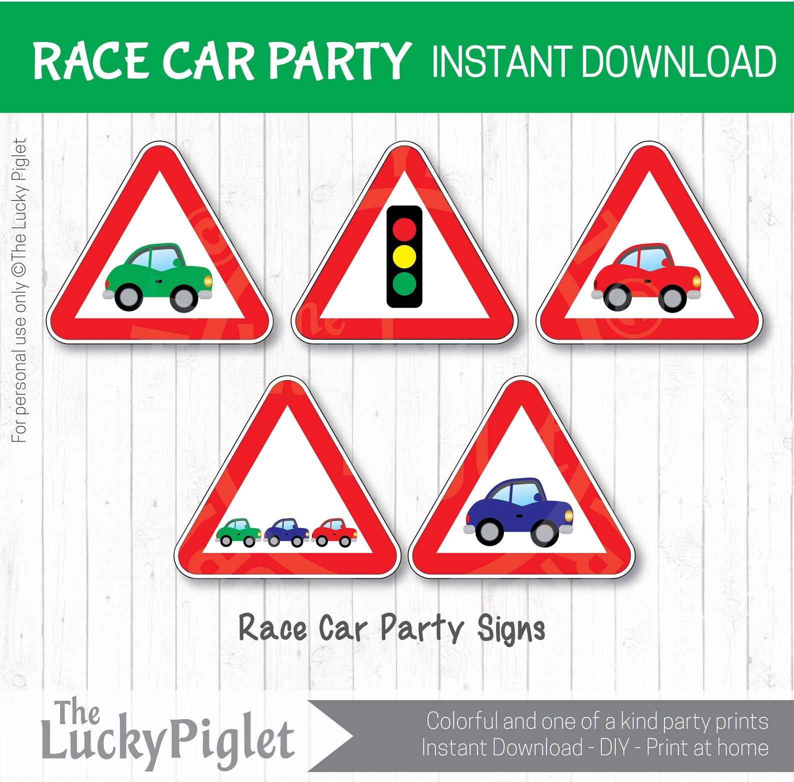 RACE CAR Party SIGNS, Race Car Printable Sign Package, Race Car Party ...