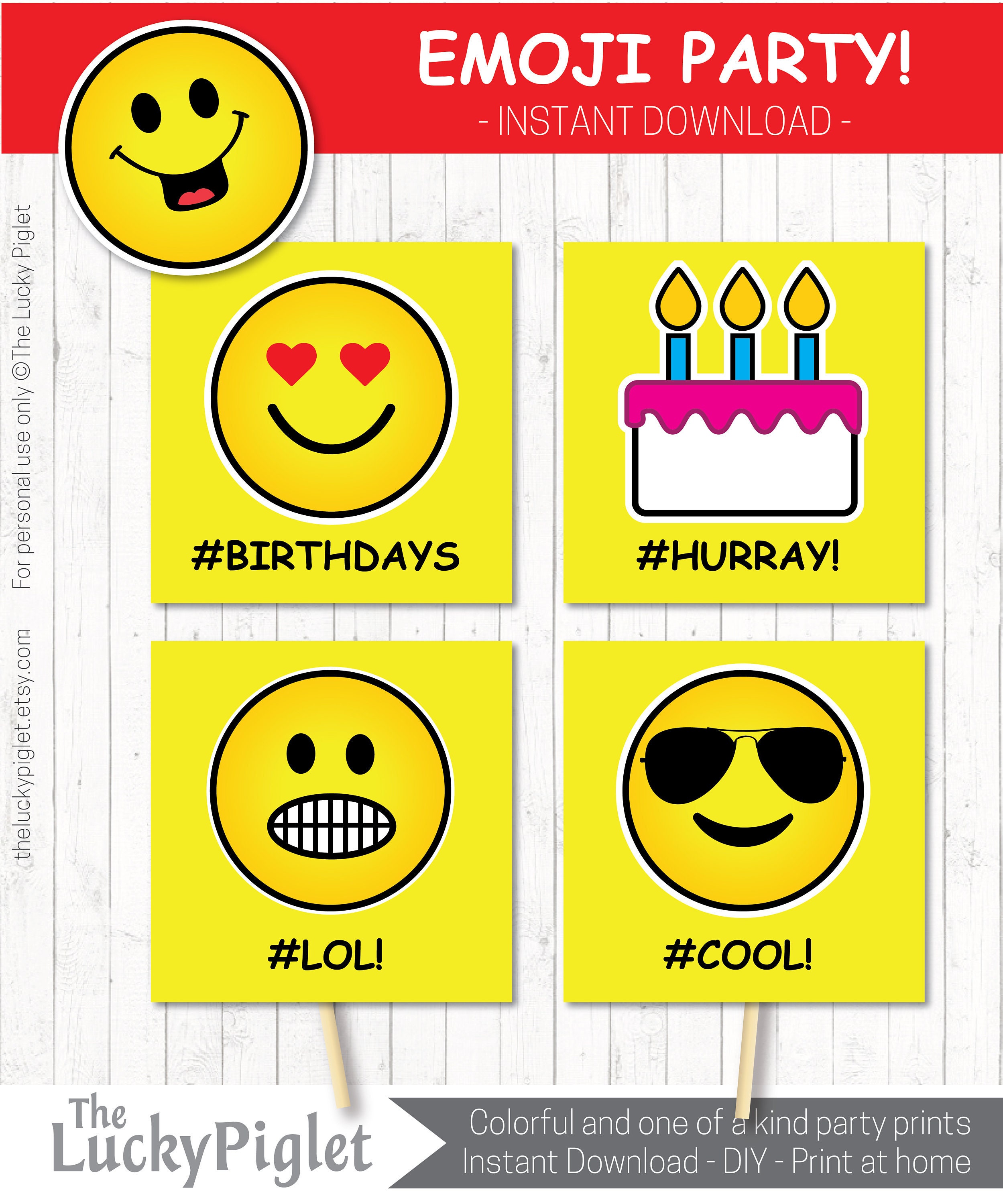 EMOJI PARTY DECORATIONS, Emoji Centerpieces, Emoticon, Smiley, Photo ...