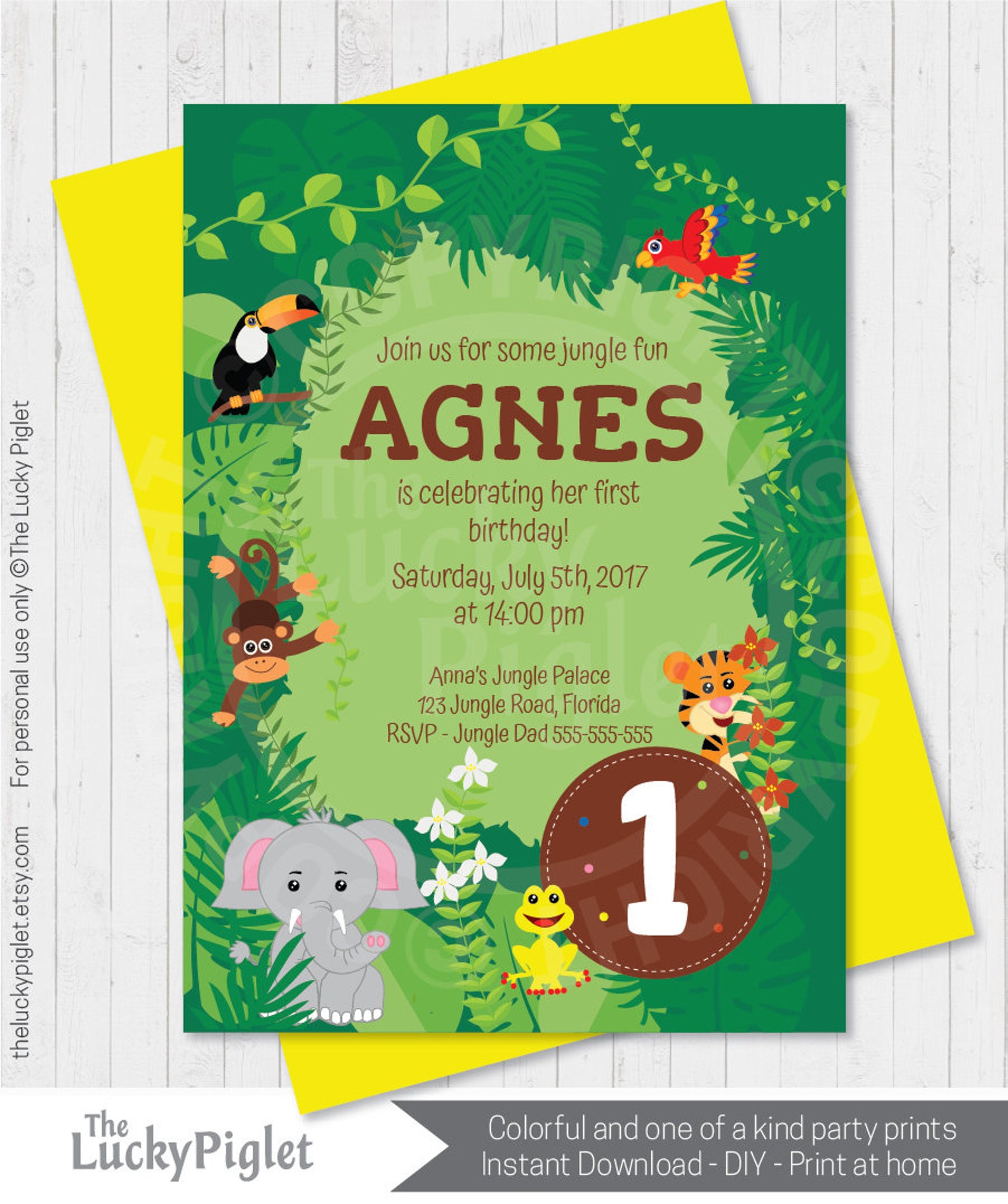 JUNGLE PARTY INVITATION Jungle Birthday Invite Jungle - Etsy