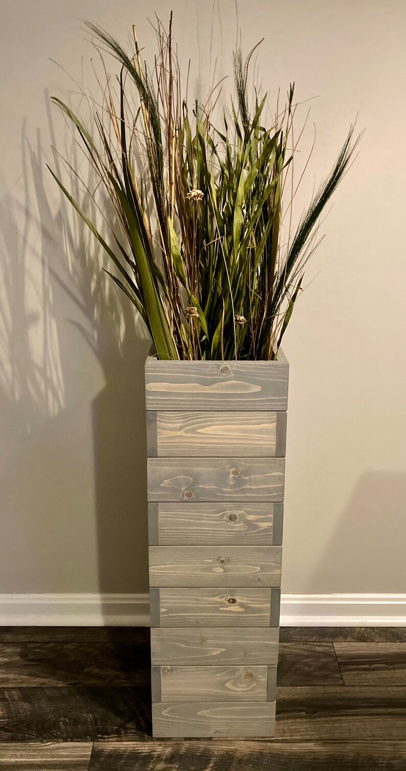 Tall Stacked Rustic Floor Vase/wooden Vase/home - Etsy