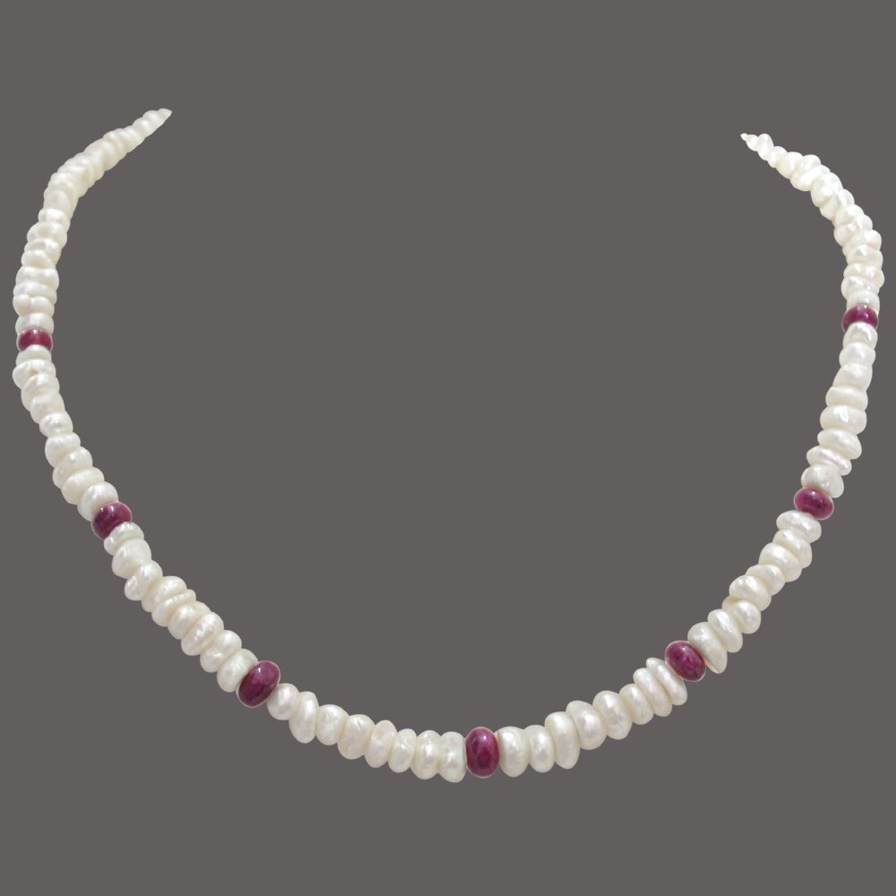 Single Line Real Ruby Beads and Freshwater Pearl Necklace for - Etsy