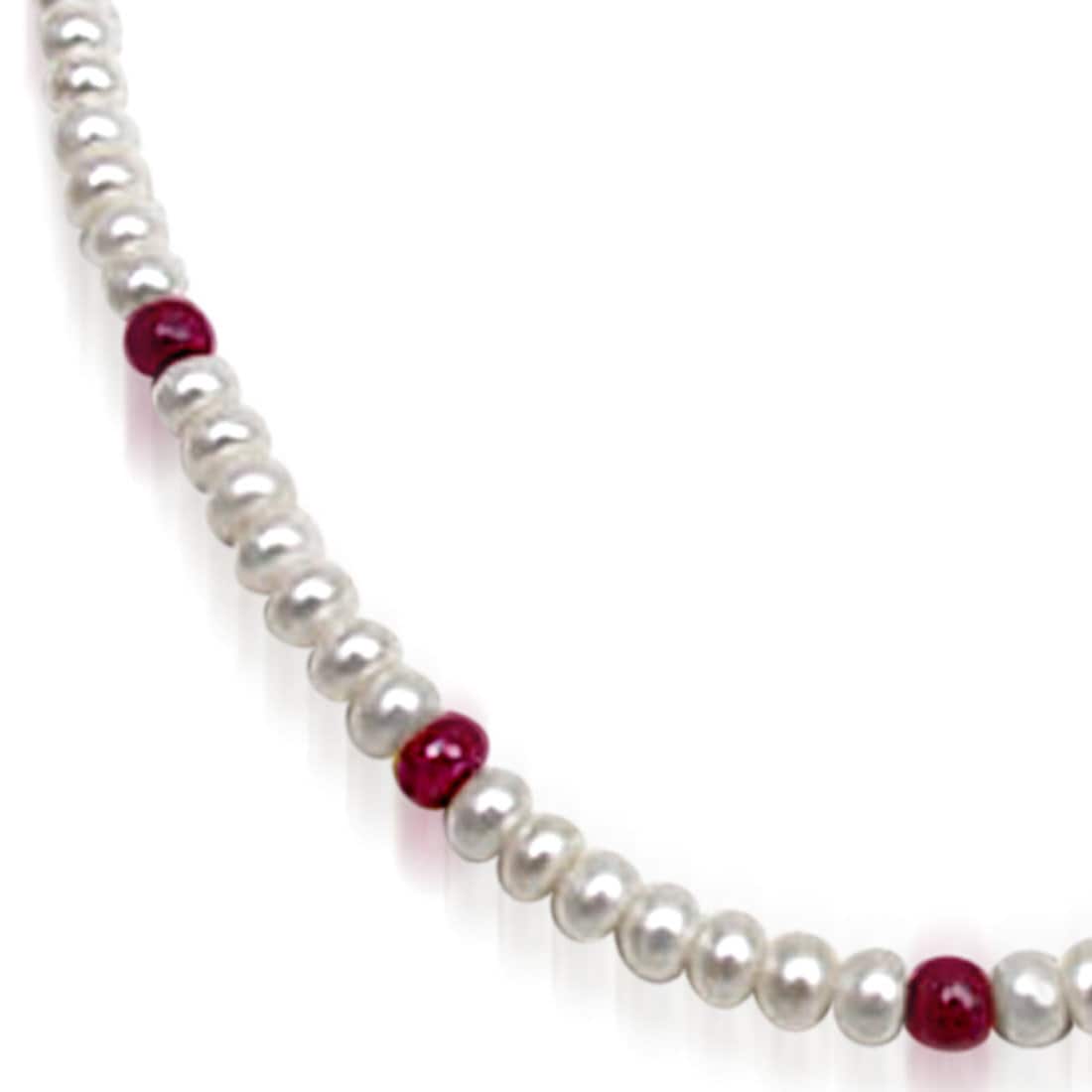 Single Line Real Ruby Beads and Freshwater Pearl Necklace for - Etsy