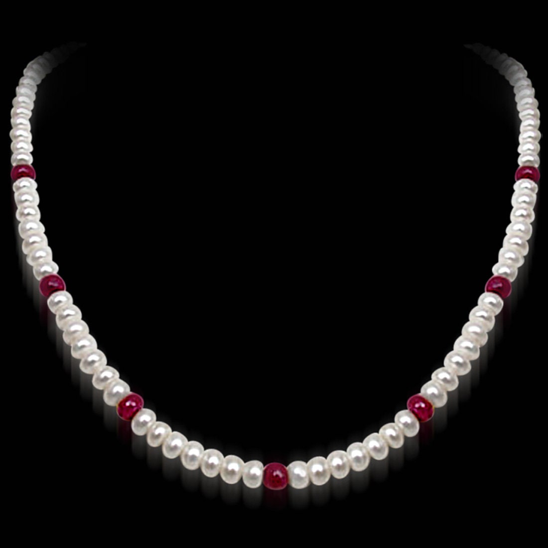 Single Line Real Ruby Beads and Freshwater Pearl Necklace for - Etsy