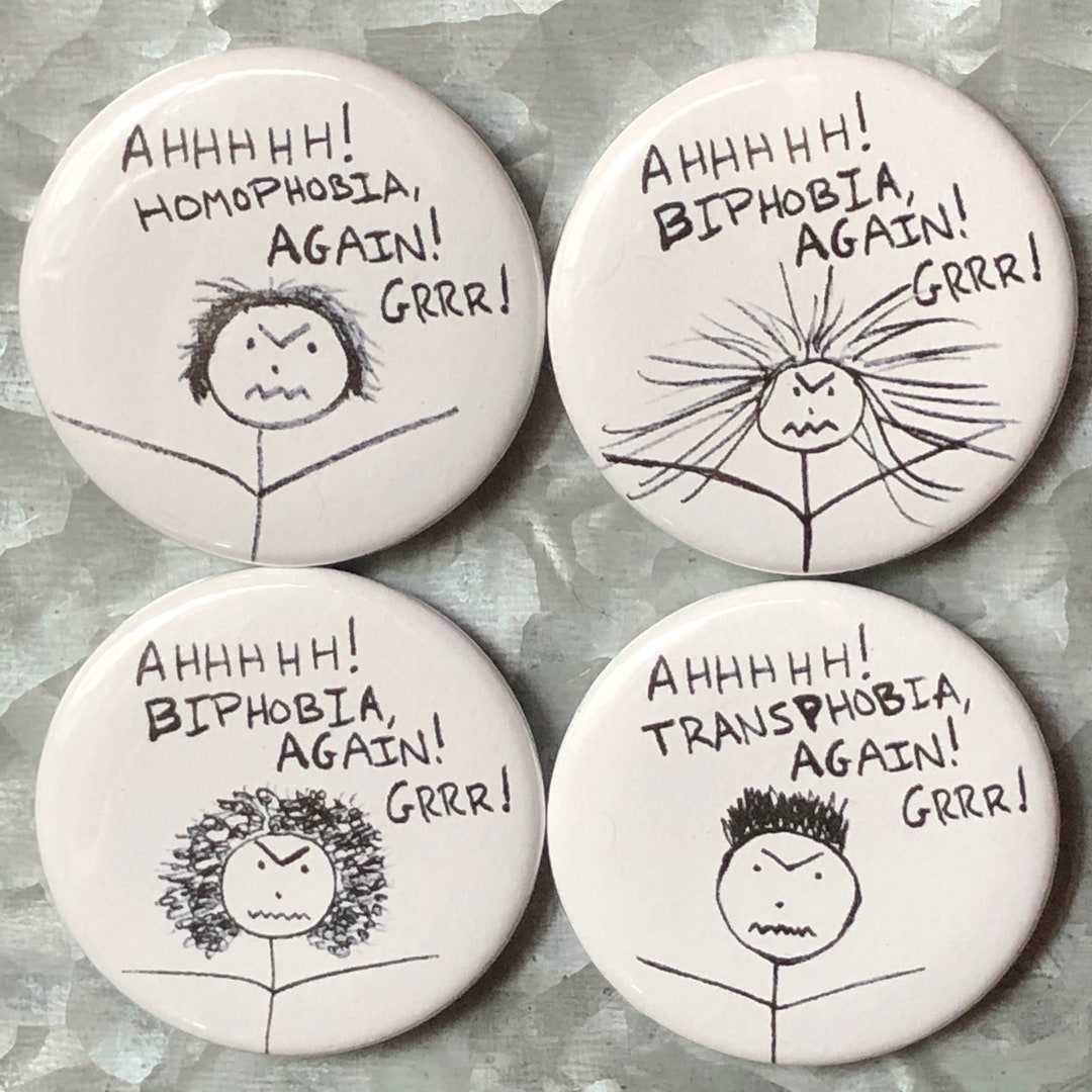 Angry About Biphobia, Transphobia, or Homophobia Buttons/magnets - Etsy