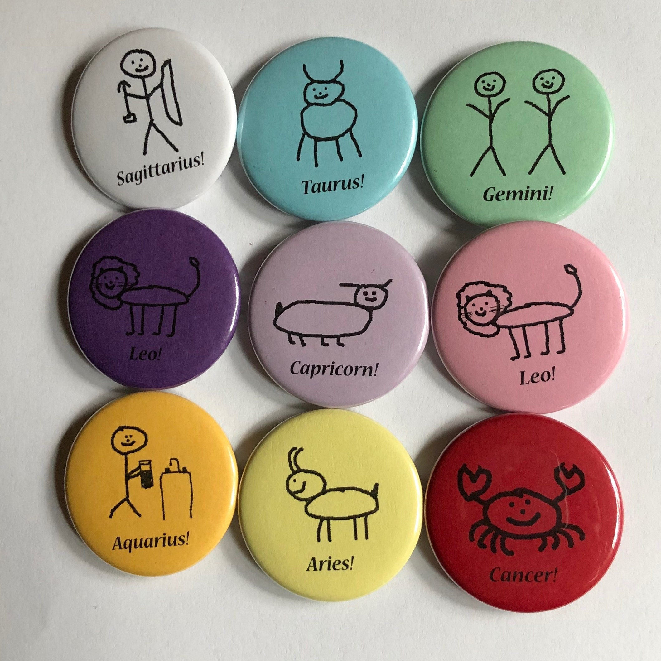 Zodiac/astrology Buttons/pins and Magnets | Etsy