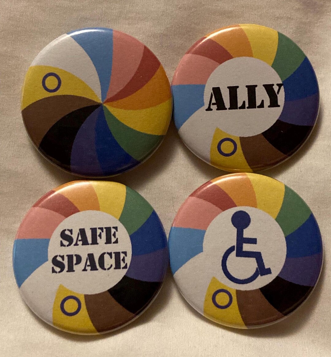 Inclusive LGBTQ+ Pride, Ally, Safe Space Buttons and Magnets - Etsy