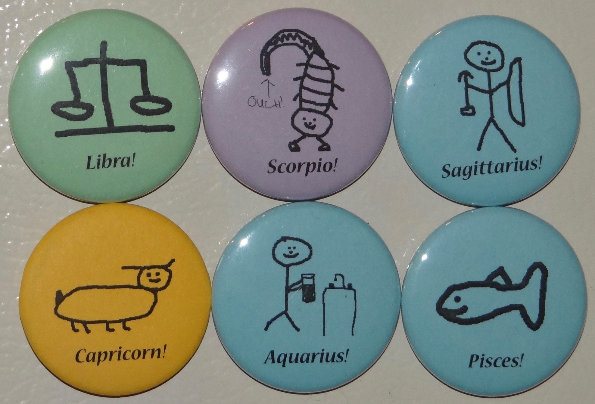 Zodiac/astrology Buttons/pins and Magnets | Etsy