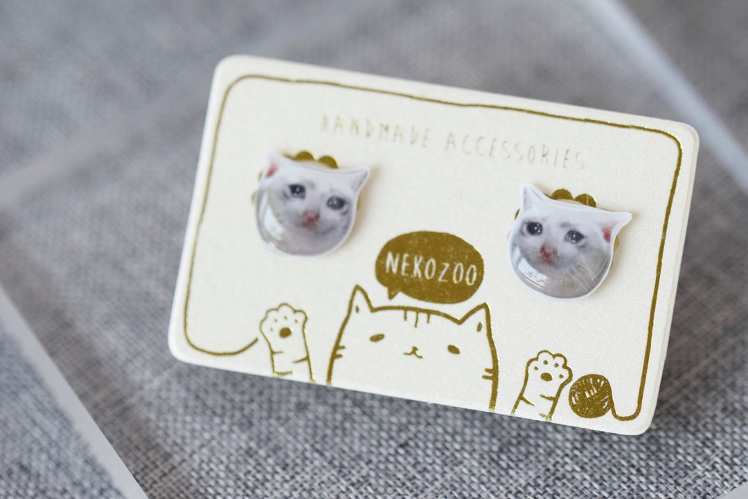 Crying Cat - MEME Earrings - Funny Earrings - Tiktok Instagram - Fun ...