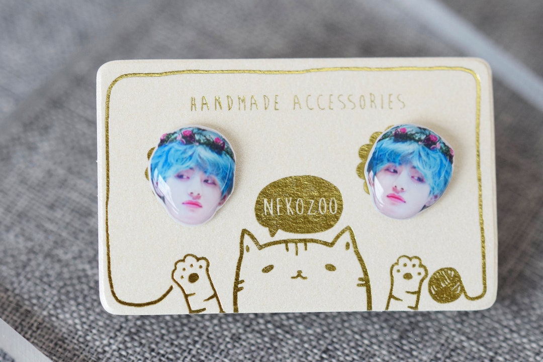 BTS V Earrings Kpop Idol Surgical Steel Earrings Handmade Tiny Jewelry ...