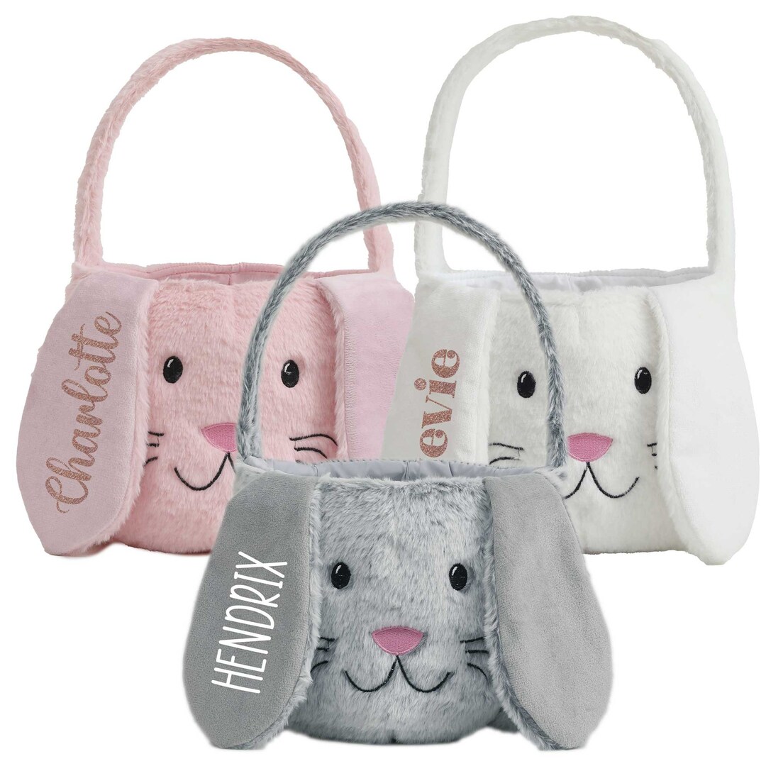 Personalised Fluffy Easter Bunny Baskets (35cm X 32cm) - Etsy Australia