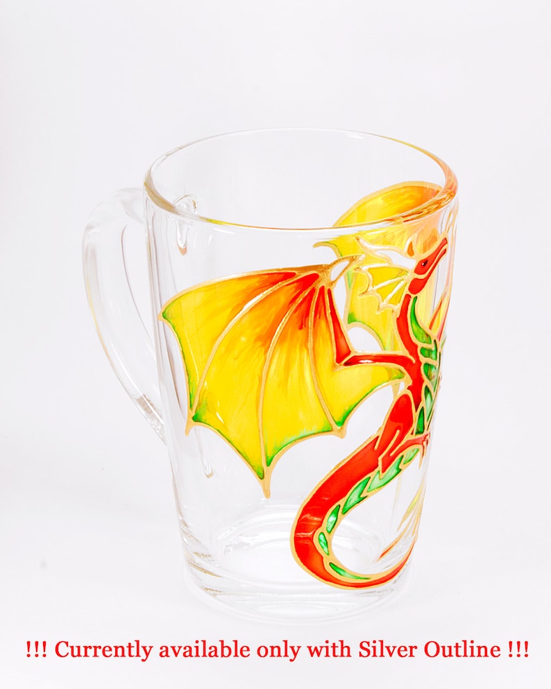 Personalized Dragon Mug. Hand Painted Stained Glass Dragon - Etsy
