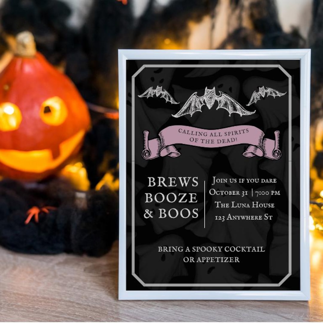 Brews Booze & Boos- Halloween Party Invitation Template - Etsy