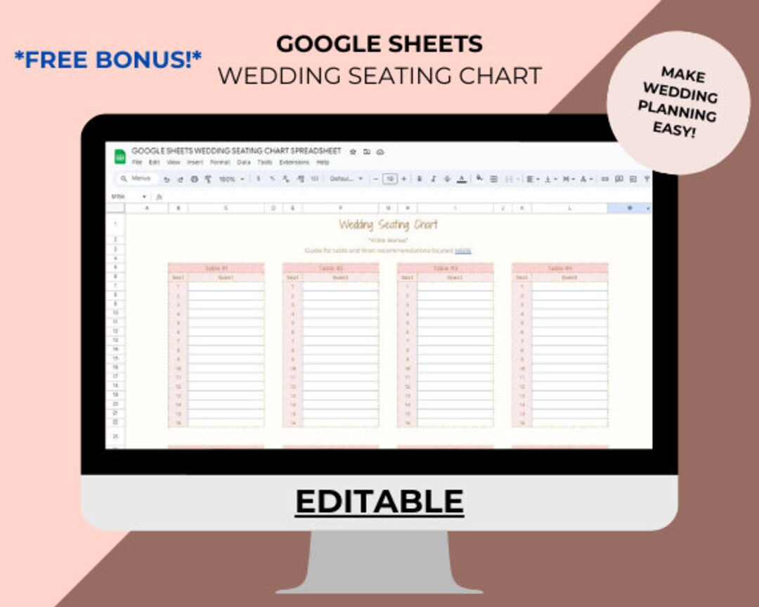 Google Sheets WEDDING SEATING CHART Spreadsheet | Wedding Seating ...