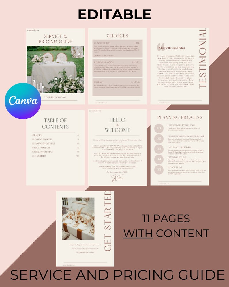 EDITABLE Wedding Vendor CANVA Service and Planning Guide Your Ultimate ...