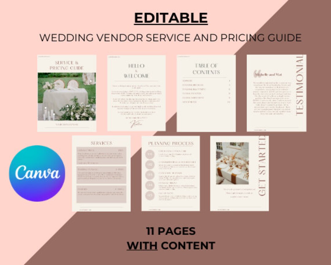 EDITABLE Wedding Vendor CANVA Service and Planning Guide Your Ultimate ...