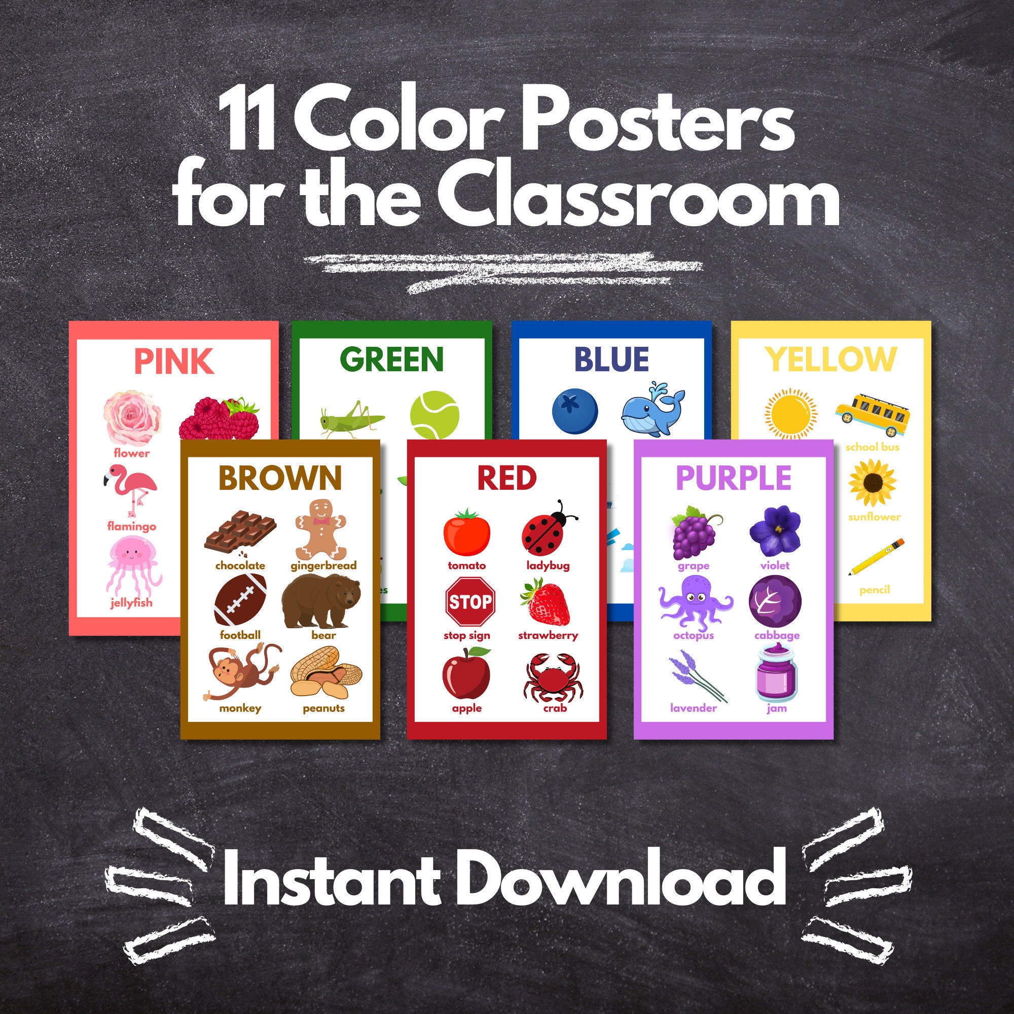 11 Vibrant Classroom Posters Instant Download Teach Kids Colors - Etsy