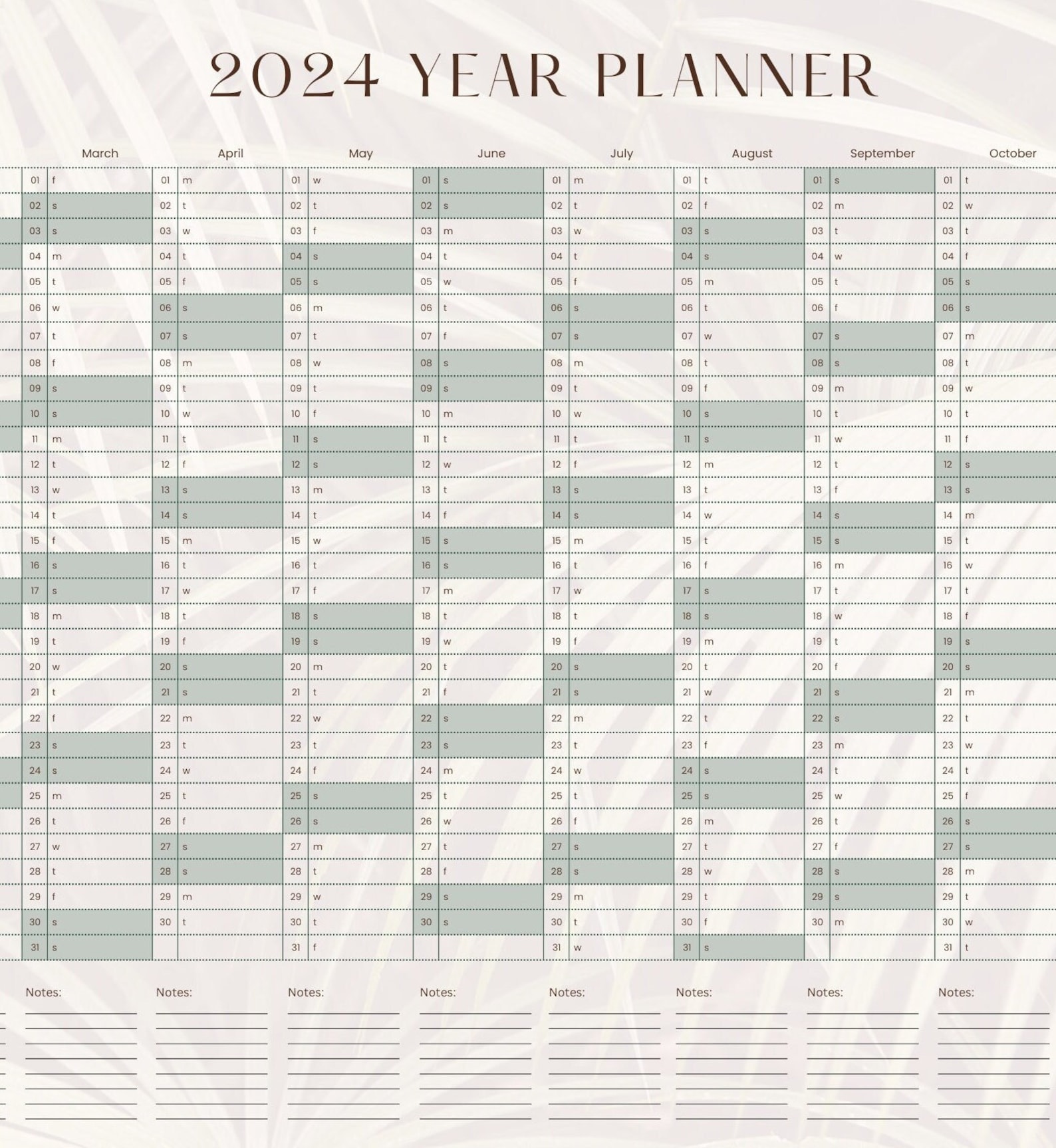 2024 Full Year Calendar | Printable PDF | 12 Month Wall Calendar - Etsy