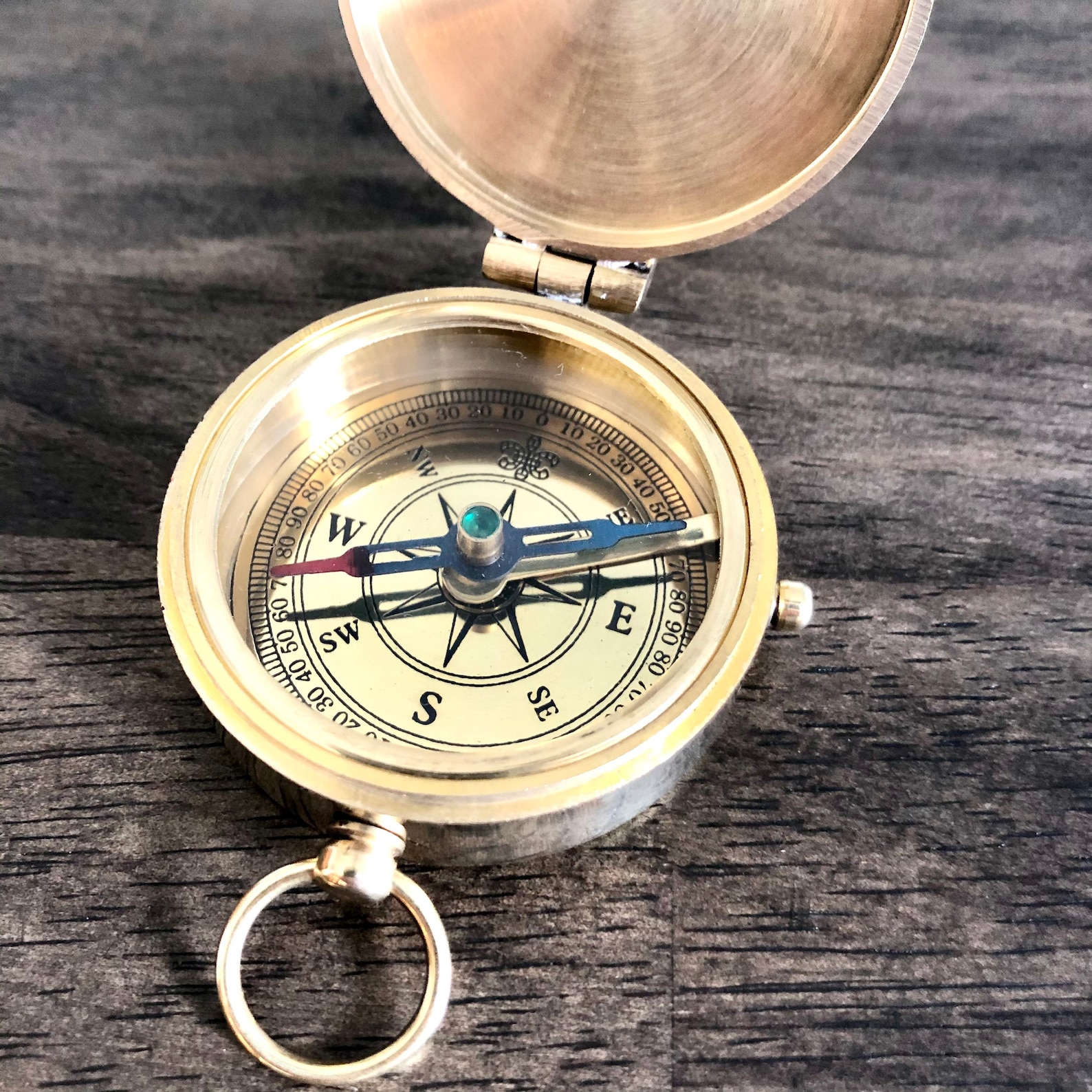 Personalized Genuine Brass Compass With Leather Pouch or Wood Box ...