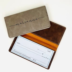 Personalized Vegan Leather Checkbook Cover: Engraved Eco-friendly Case ...