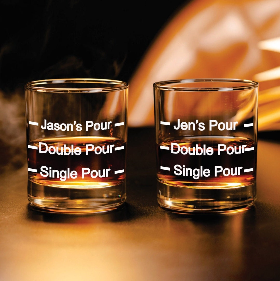 Personalized Pour Line Whiskey Glass - Custom Rocks Glass With Single ...