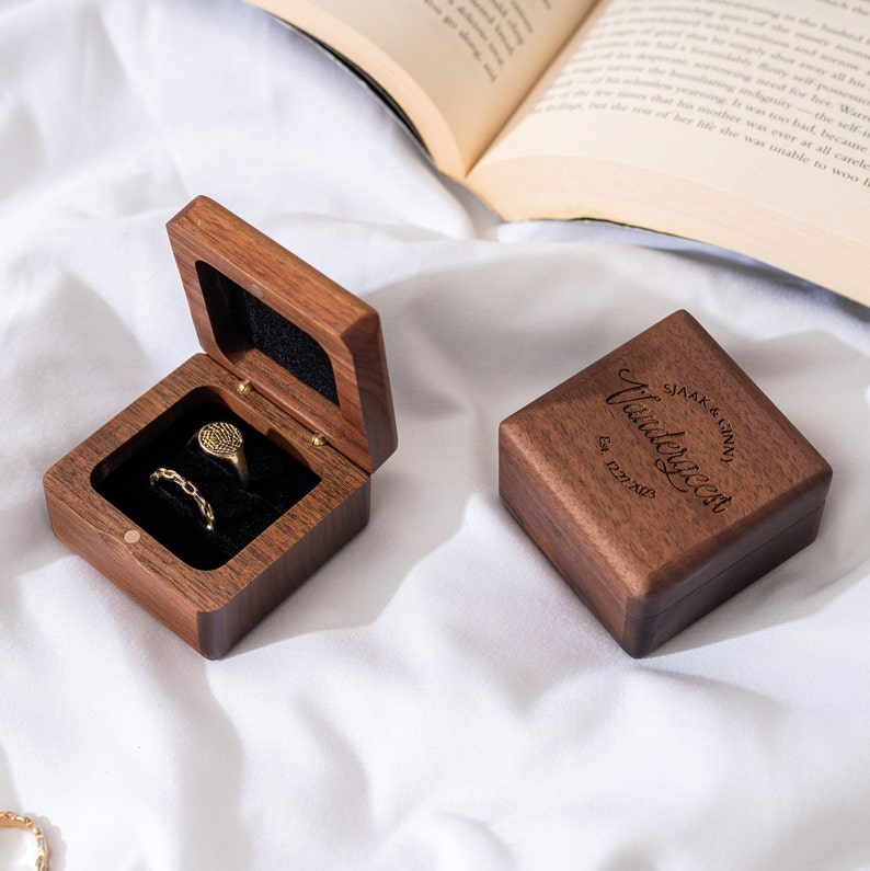 CUSTOM WOOD Ring Box Engraved Wood Wedding Ring Box Dual - Etsy