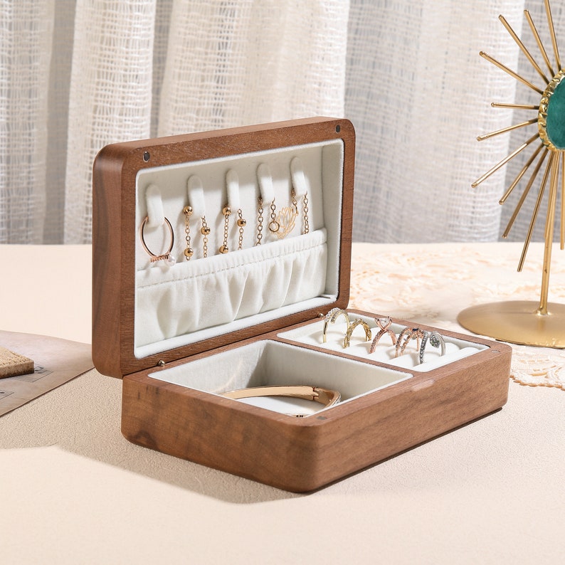 Personalized Wooden Jewelry Box, Custom Engraved Keepsake, Natural Wood ...