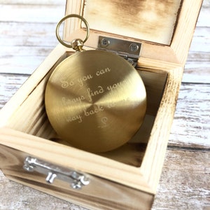 Personalized Compass With Wood Keepsake Box, Engraved Compass With ...