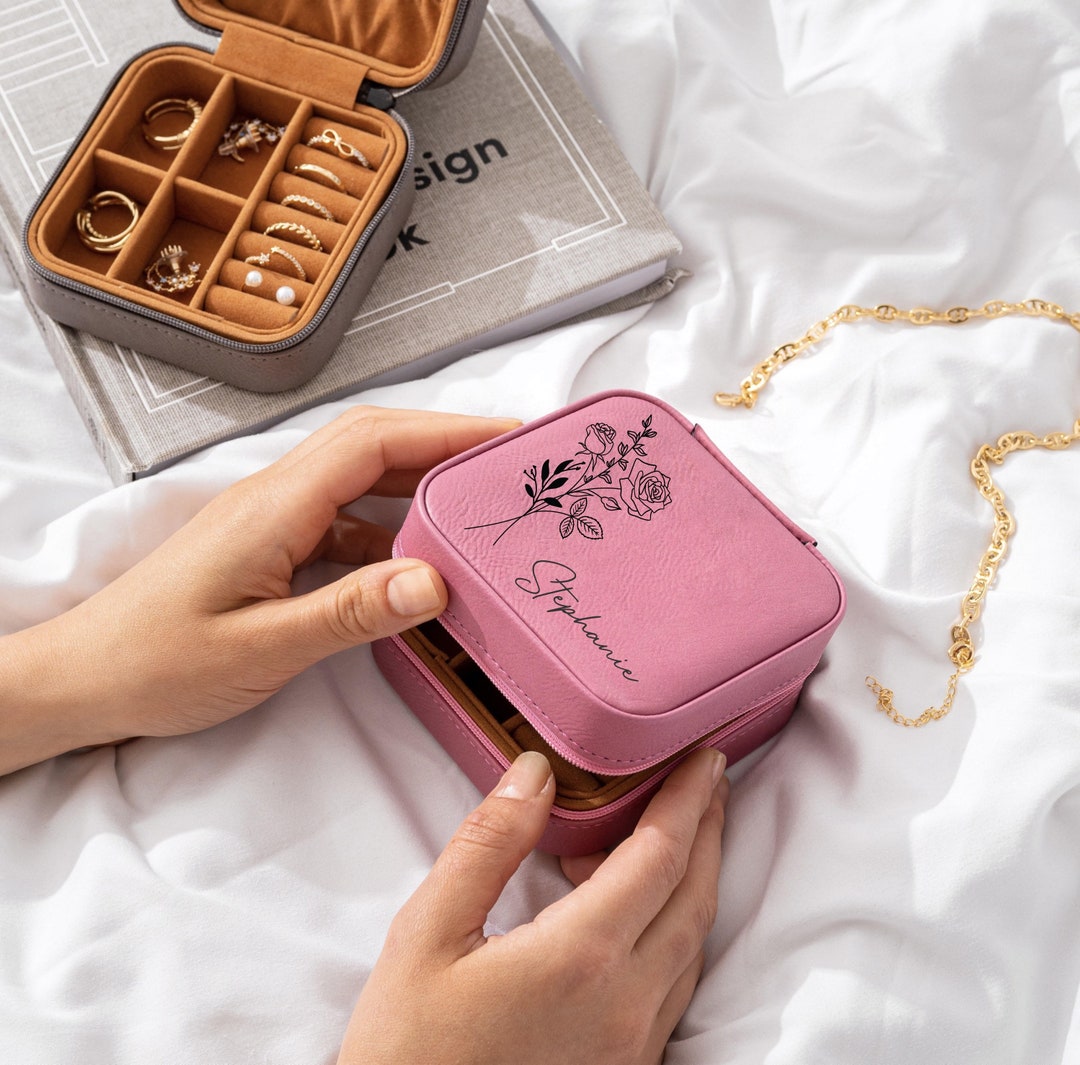 Personalized Birth Month Gift Jewelry Travel Case Gift, Birthday Gift ...