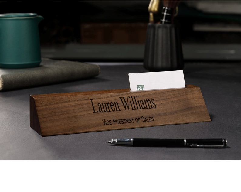 Personalized Walnut Wood Desk Name Plate: Executive Office Decor - Etsy