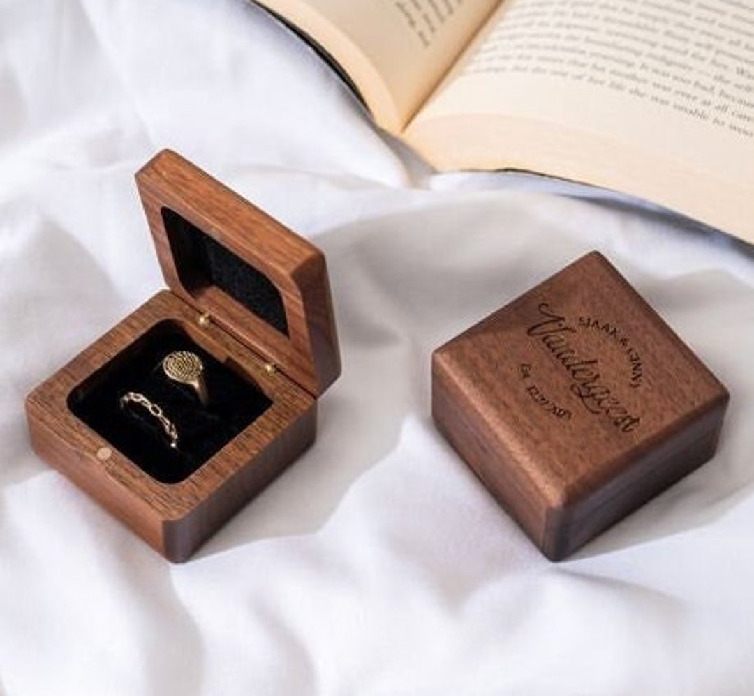Engagement Ring Box Custom Ring Box, Engraved Ring Bearer Box Engraved ...