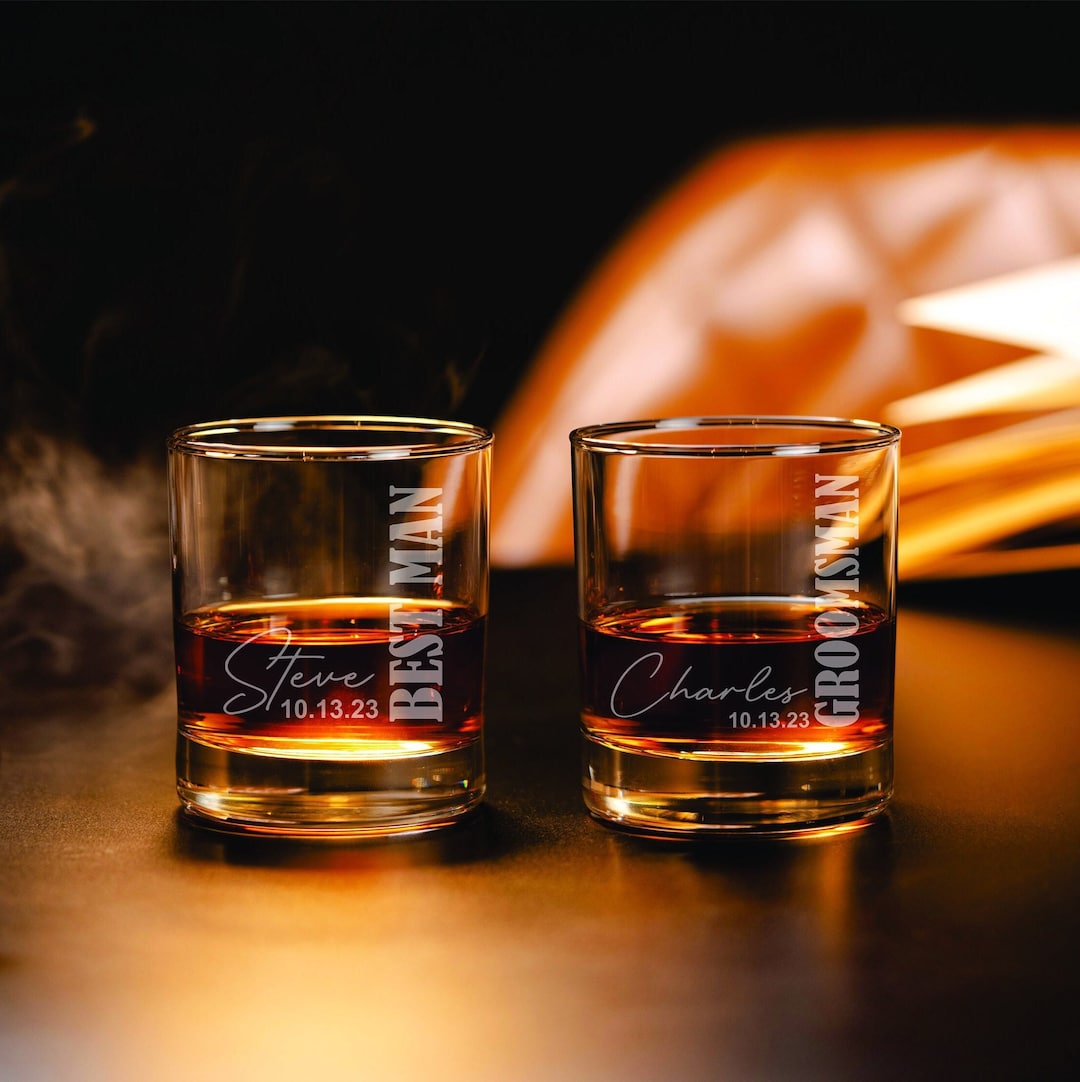 Engraved Whiskey Rock Glasses for Groomsmen, Personalized Whiskey ...