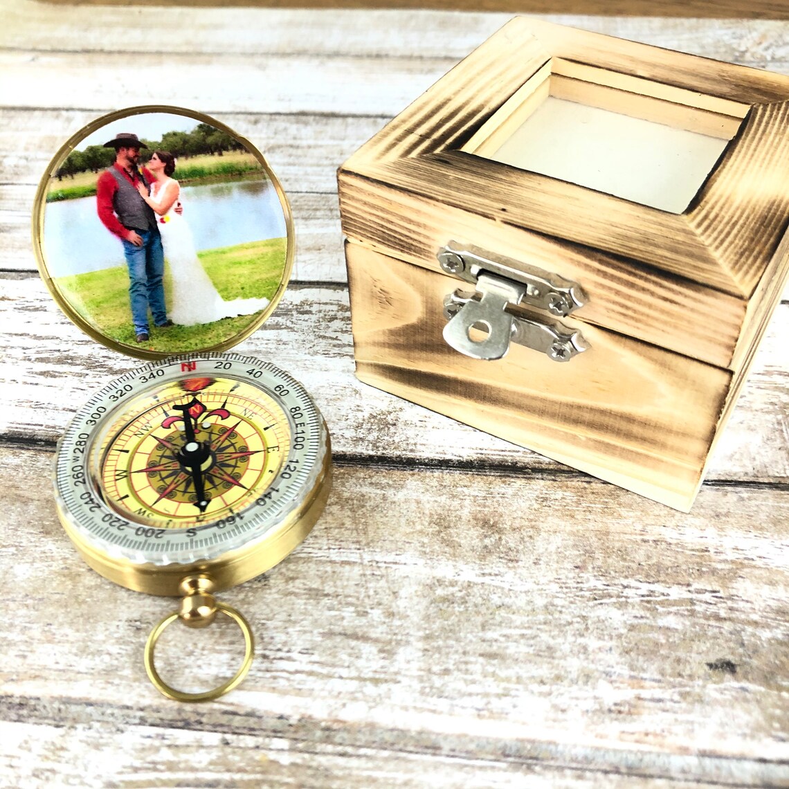 Personalized Compass With Wood Keepsake Box Engraved Compass - Etsy