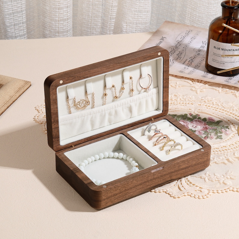 Personalized Wooden Jewelry Box, Custom Engraved Keepsake, Natural Wood ...