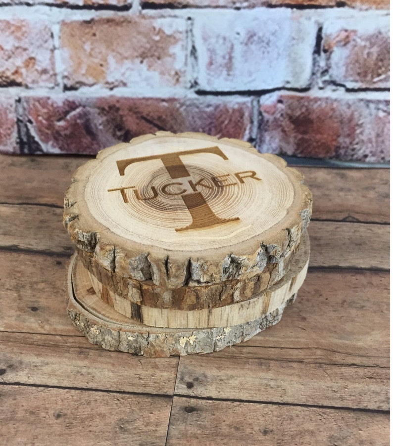 Wood Log Coasters Tree Log Coasters Custom Wood Coaster Set | Etsy