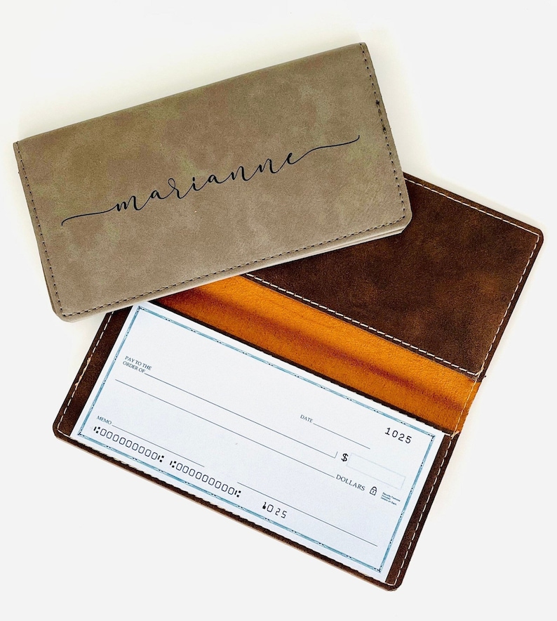 Personalized Vegan Leather Checkbook Cover: Laser Engraved - Etsy