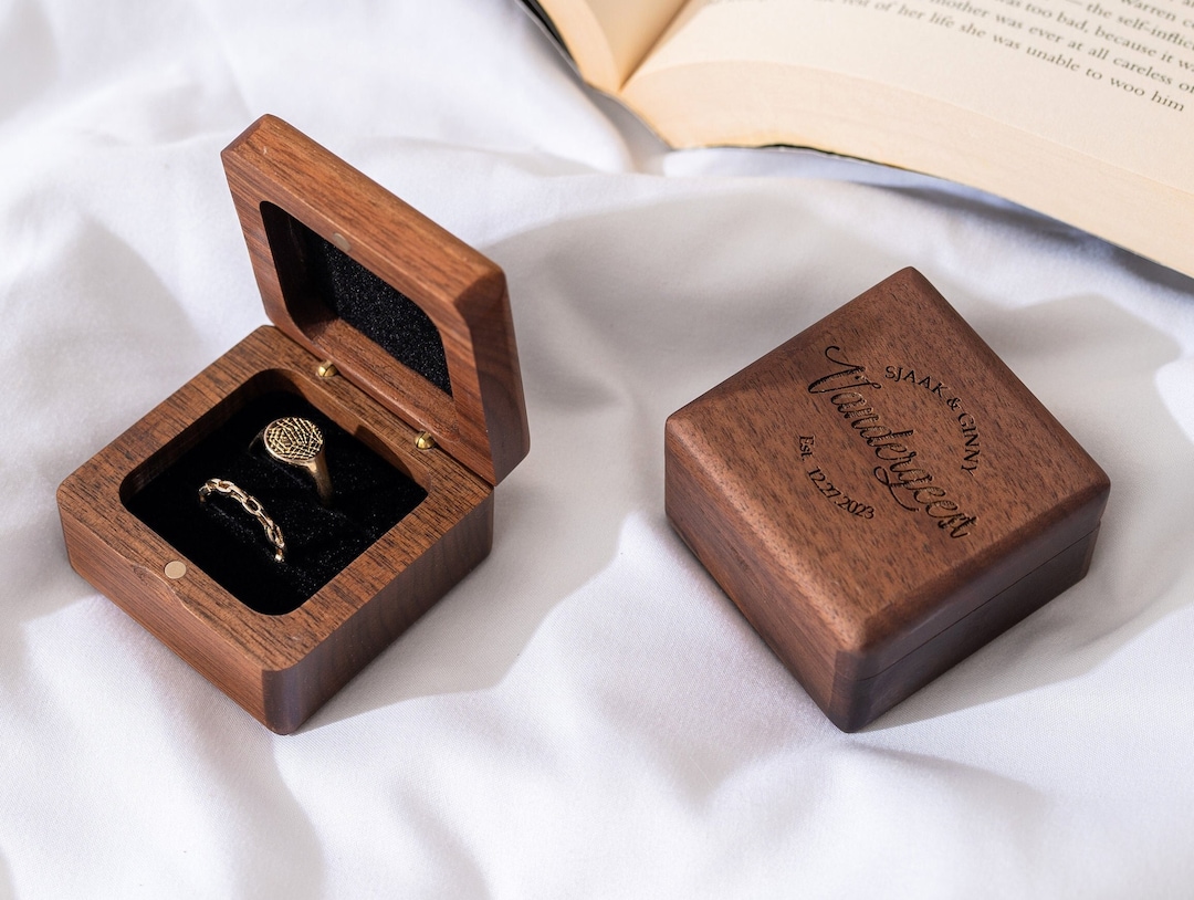 Sustainable ECO FRIENDLY Wood Ring Box – Wedding Ring, Custom Ring Box ...
